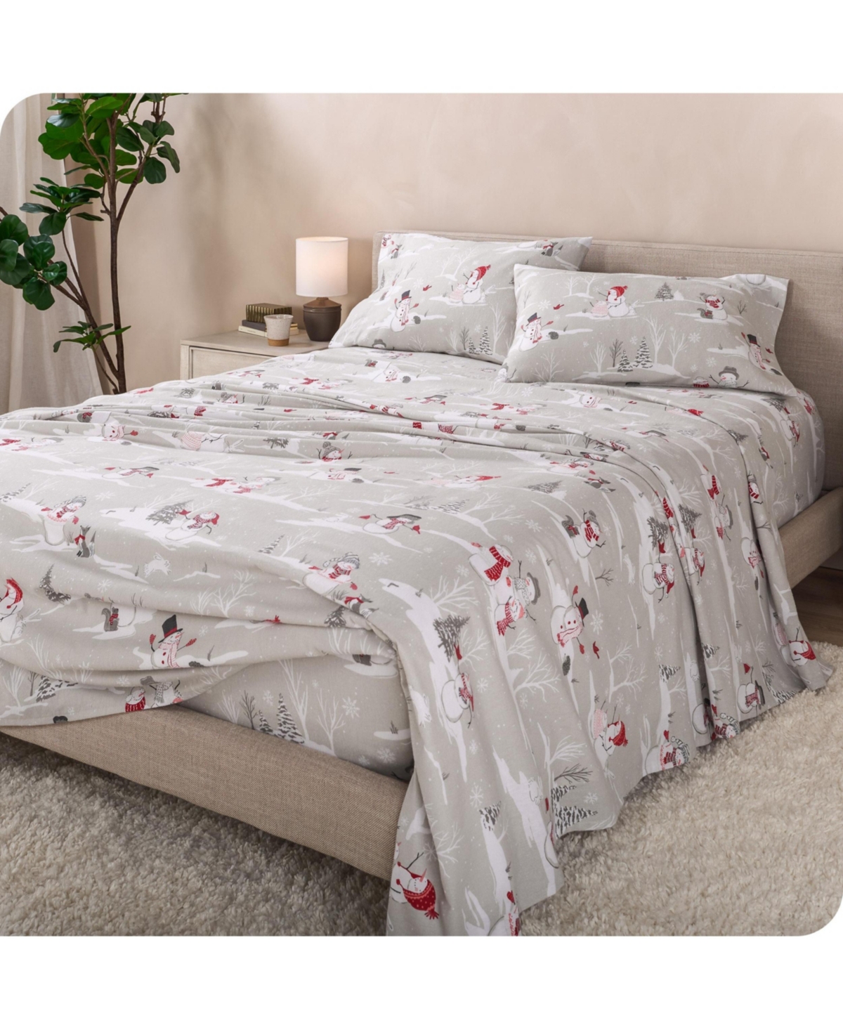 Click here for Bare Home Printed Cotton Flannel Sheet Set - Snowm... prices