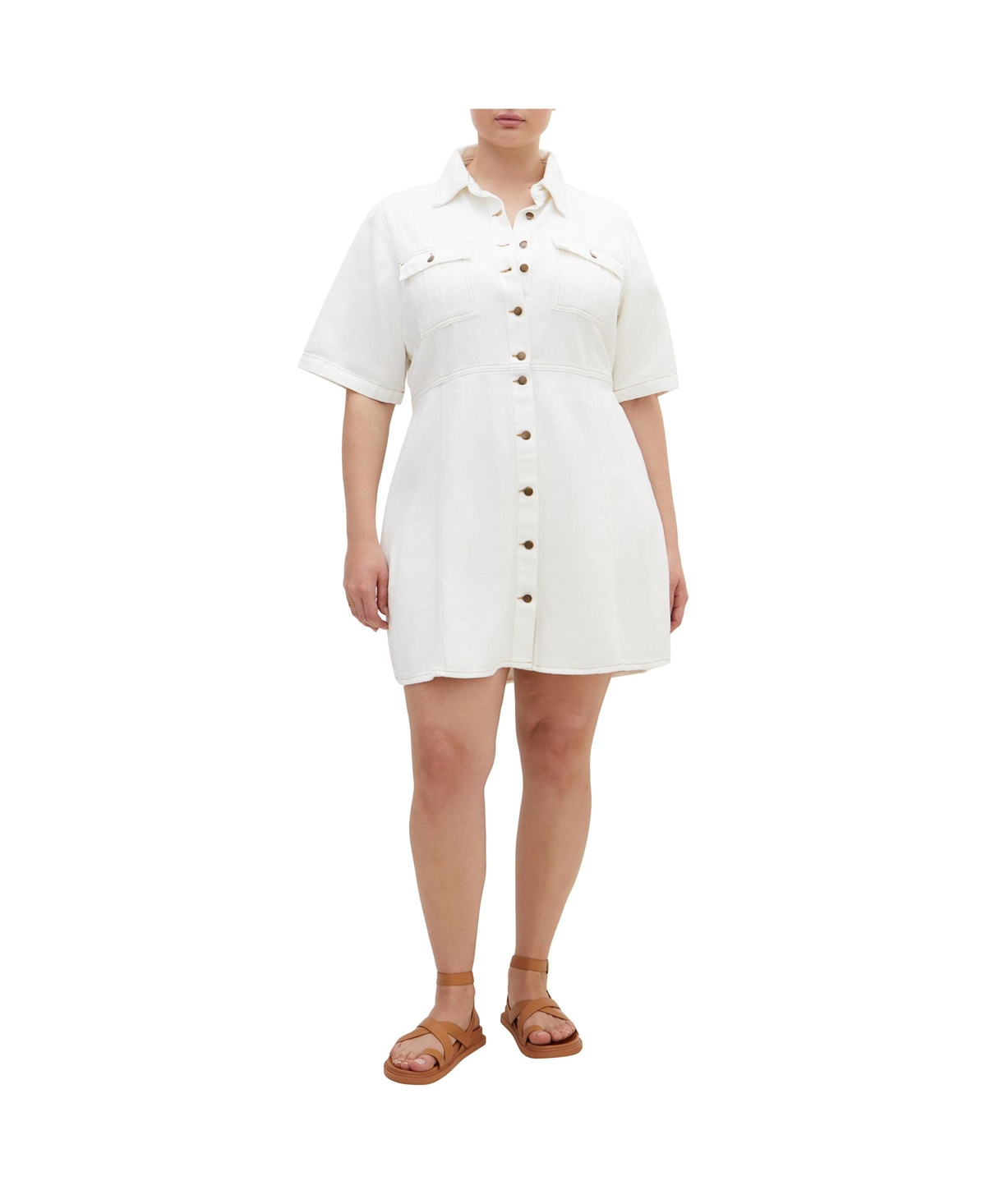 Click here for City Chic Plus Size Liv Denim Dress - Denim ivory prices