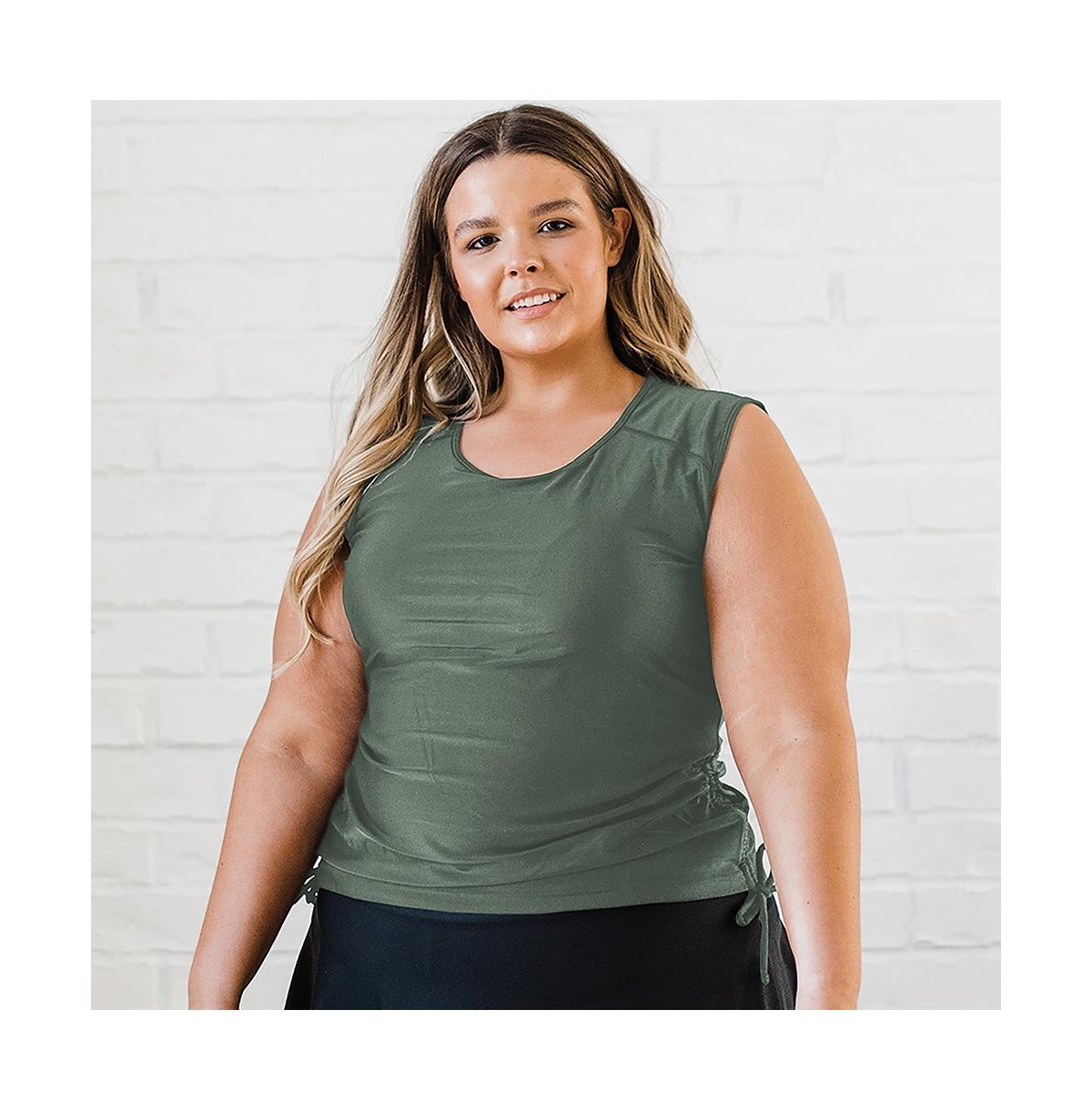 Calypsa Plus Size Closed Back Maya Swim Top - Sage green