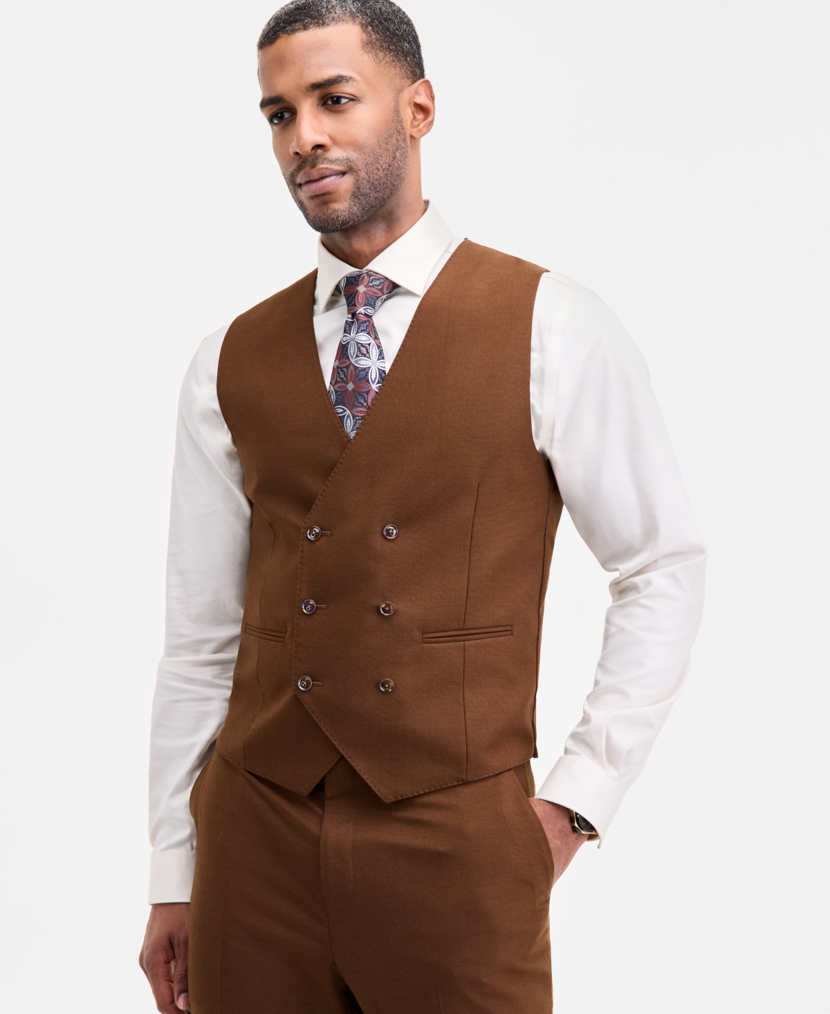Click here for Tayion Collection Mens Classic-Fit Solid Double-Br... prices