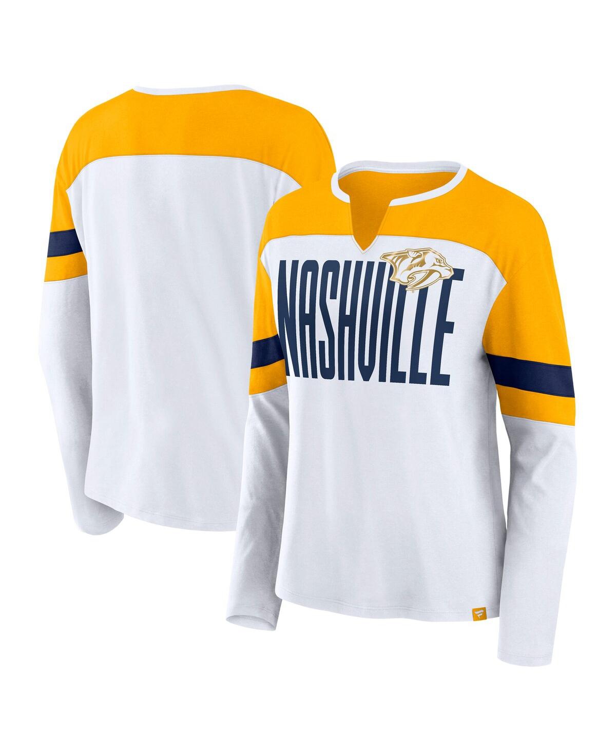 Click here for Fanatics Womens White/Gold Nashville Predators Fro... prices