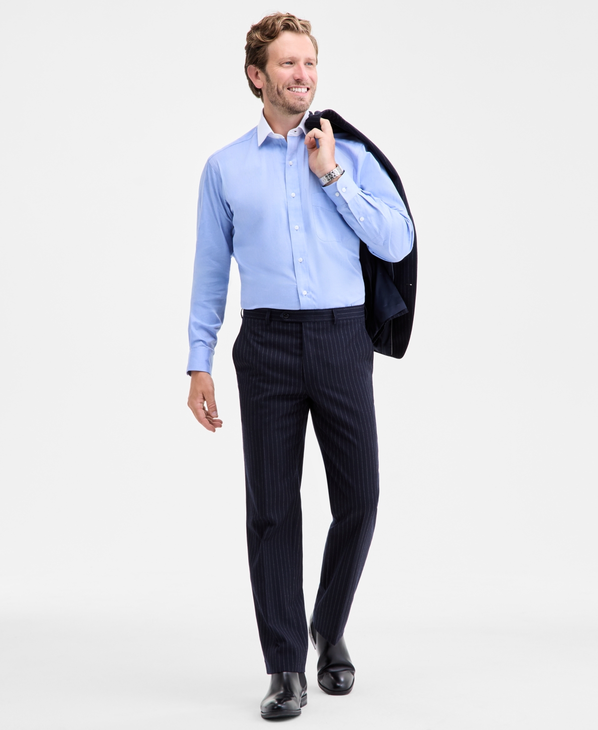 Click here for Michael Kors Mens Classic-Fit Wool-Blend Stretch P... prices