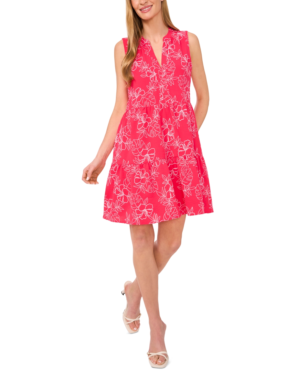 Click here for CeCe Womens Floral Sleeveless Baby Doll Dress - Ma... prices