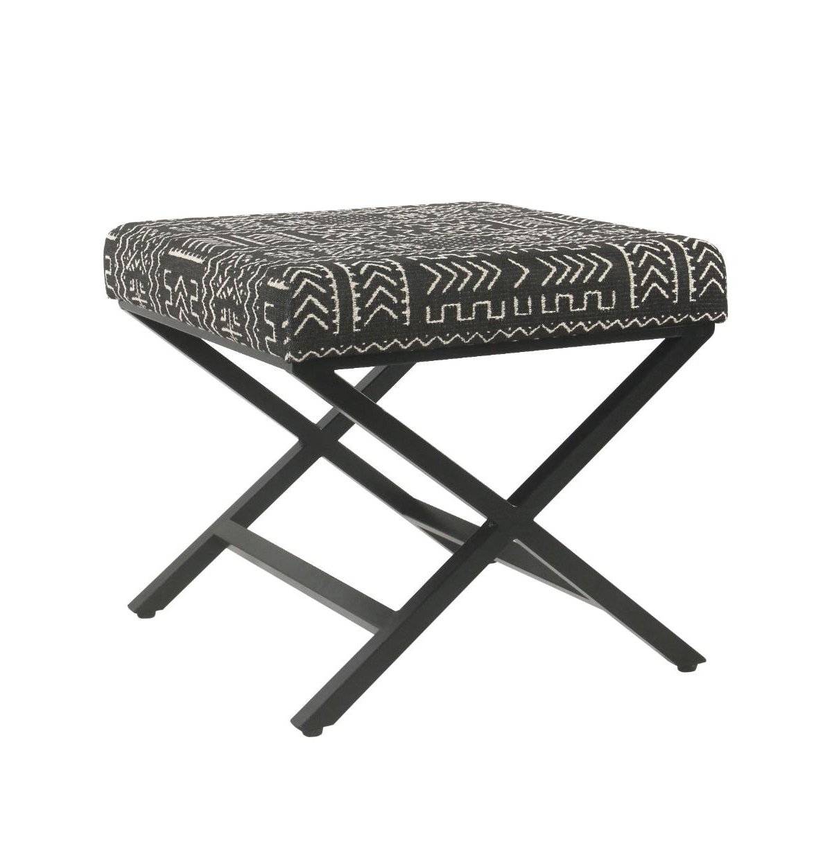 Click here for Tribal Pattern Upholstered Ottoman with X-Shape Le... prices