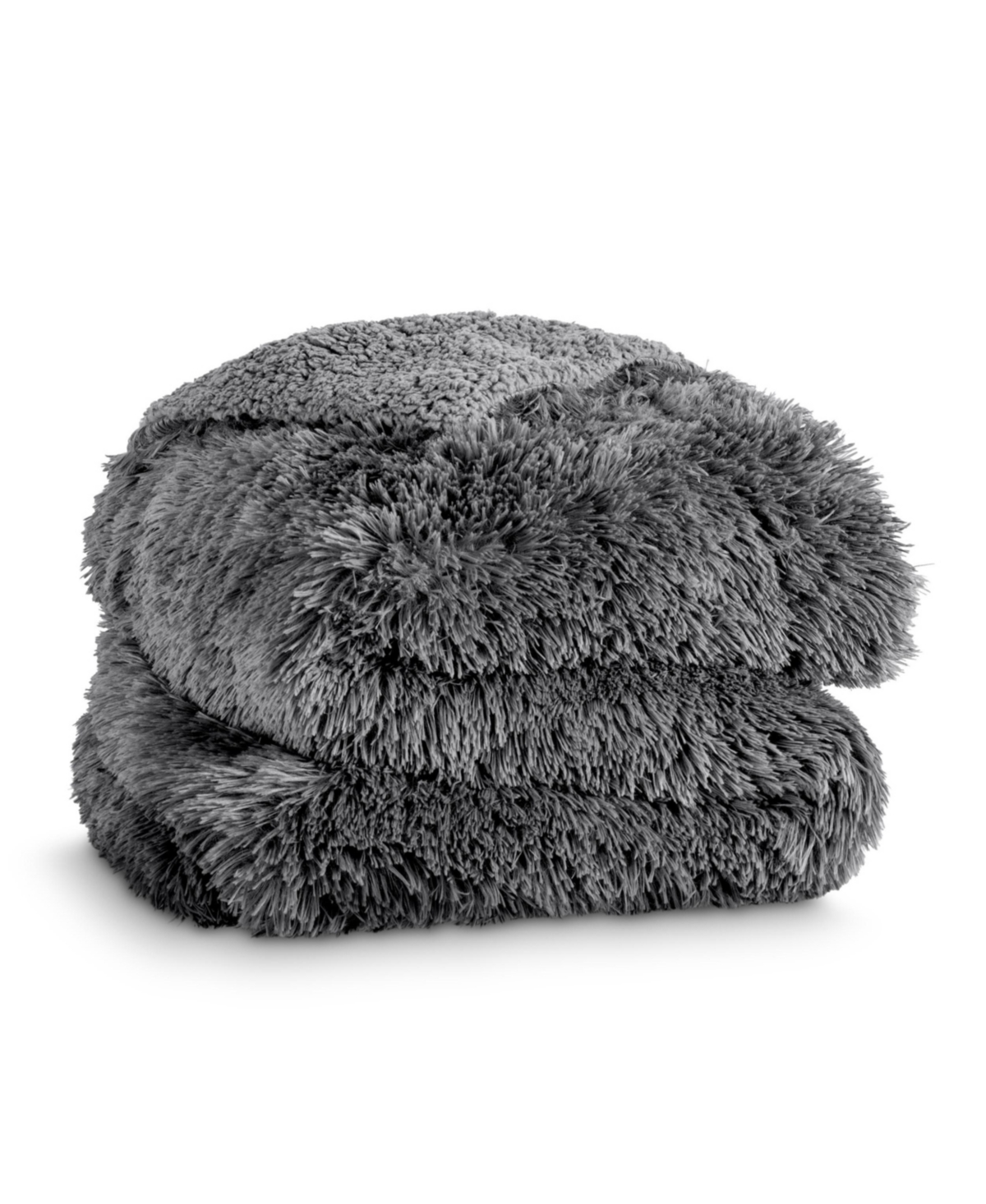 Click here for Shaggy Faux Fur Sherpa Blanket - Grey prices