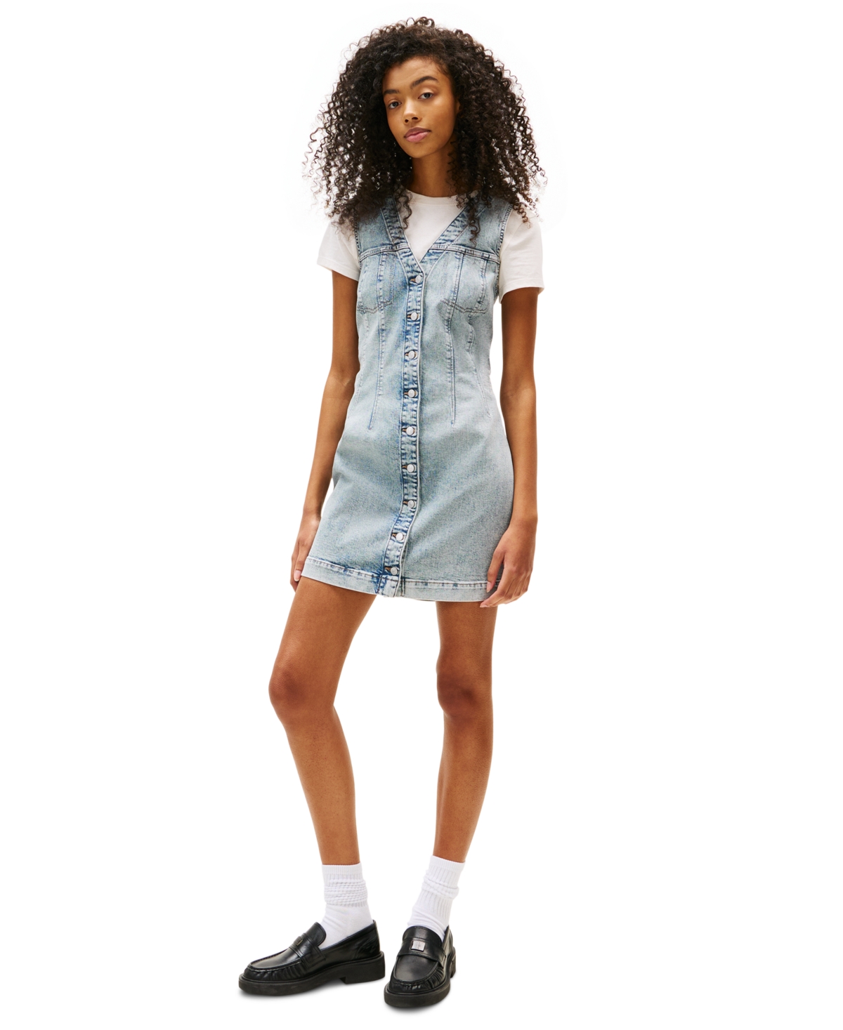 Click here for Tommy Jeans Womens V-Neck Button-Front Dress - DEN... prices