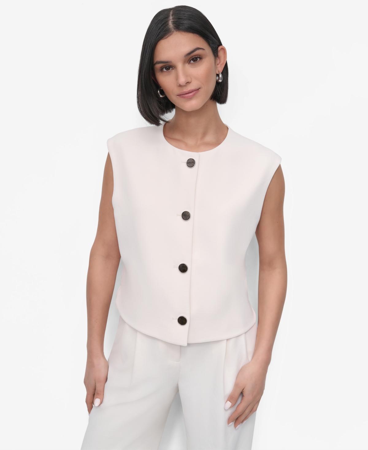Click here for Dkny Womens Aero Crepe Vest - Coconut prices