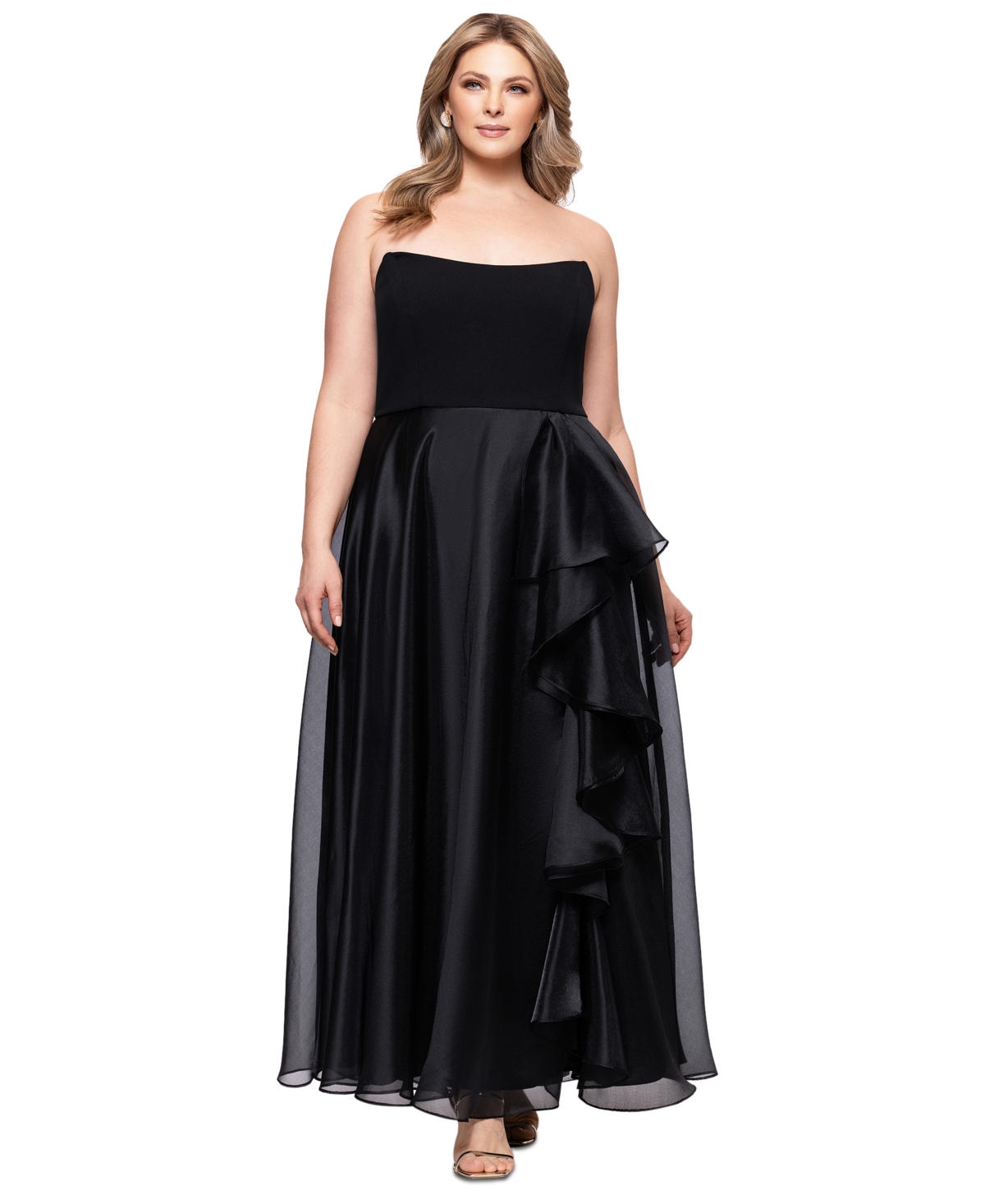 Click here for Betsy & Adam Plus Size Mixed-Material Strapless Ba... prices