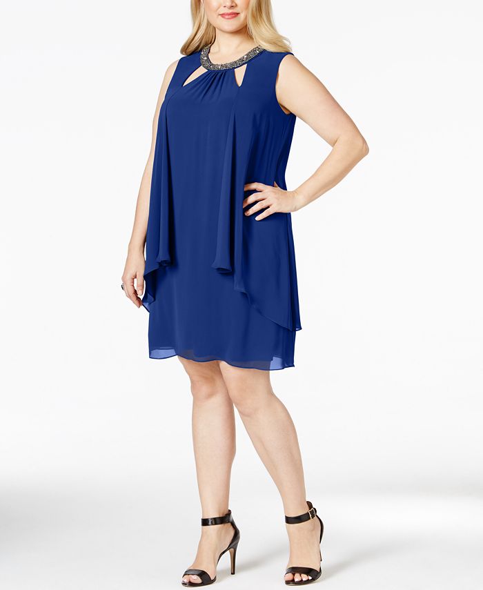 SL Fashions Plus Size Embellished Keyhole Shift Dress - Macy's
