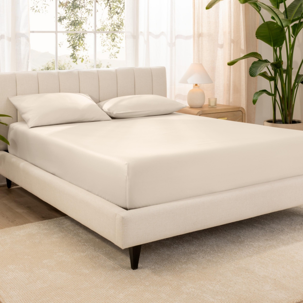 Click here for Bare Home Sateen Fitted Sheet - Sand prices
