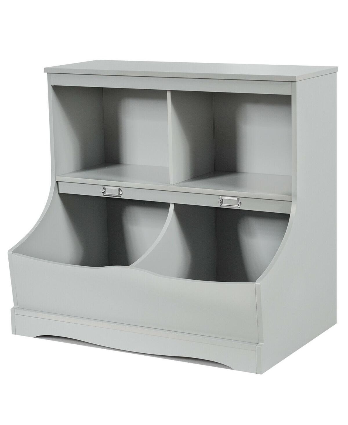 Click here for Kids Floor Cabinet Multi-Functional Bookcase - Gre... prices
