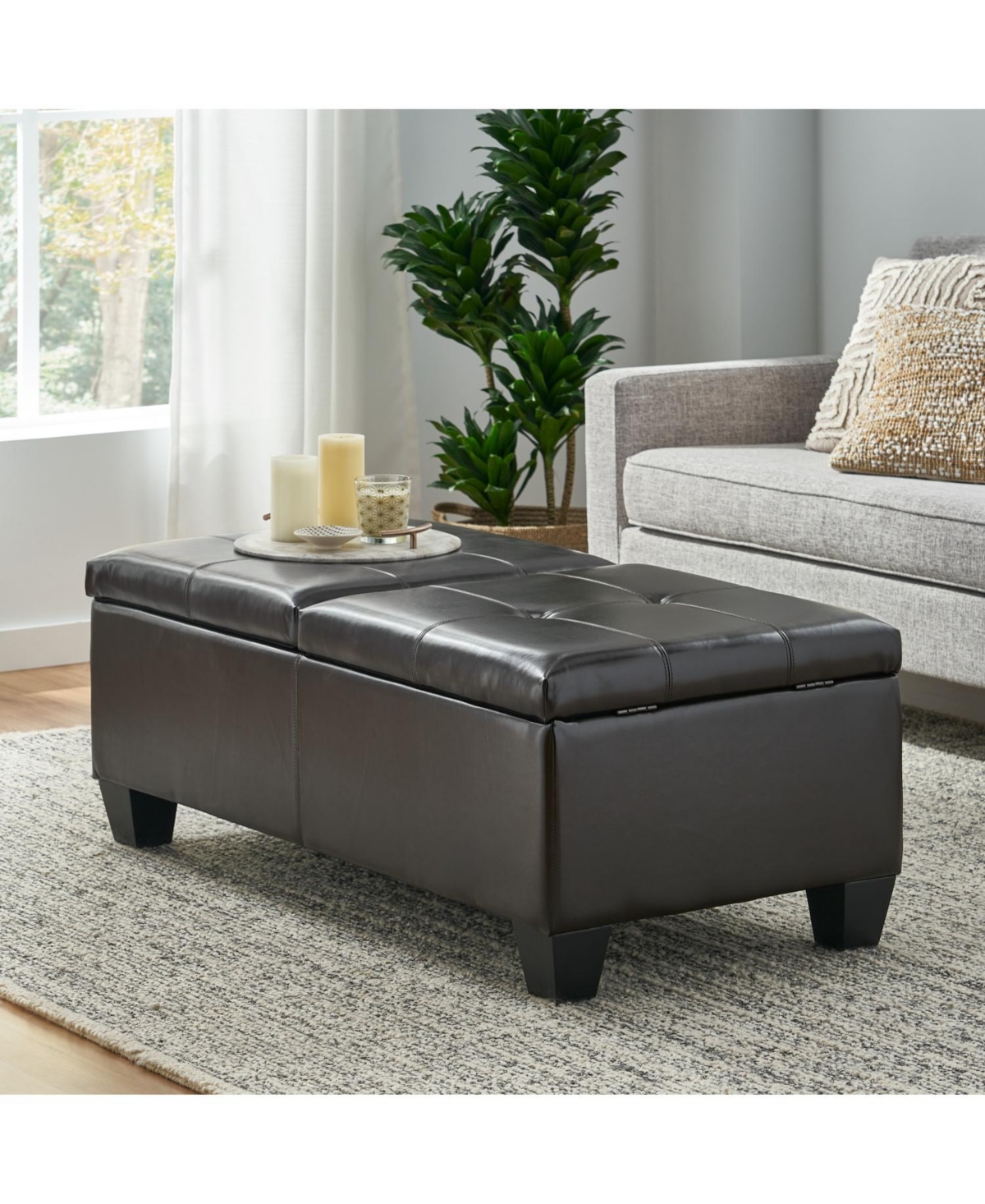Click here for Streamdale Tufted Leather Storage Ottoman - Dual O... prices