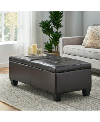 Streamdale Tufted Leather Storage Ottoman - Dual Opening Tray Top - Macy's