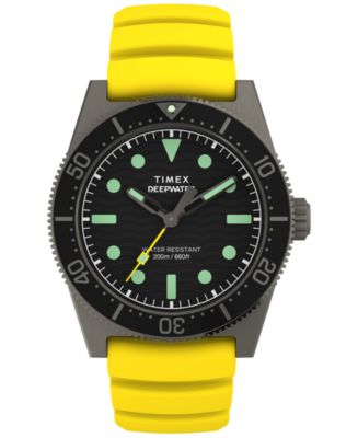 Timex Men's Analog Yellow Rubber Strap Watch, 41mm - Macy's