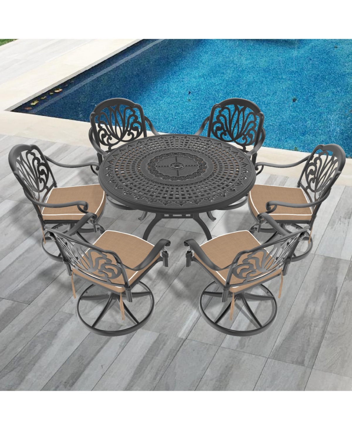 Click here for Streamdale 7-Pc Cast Aluminum Dining Set  6 Swivel... prices