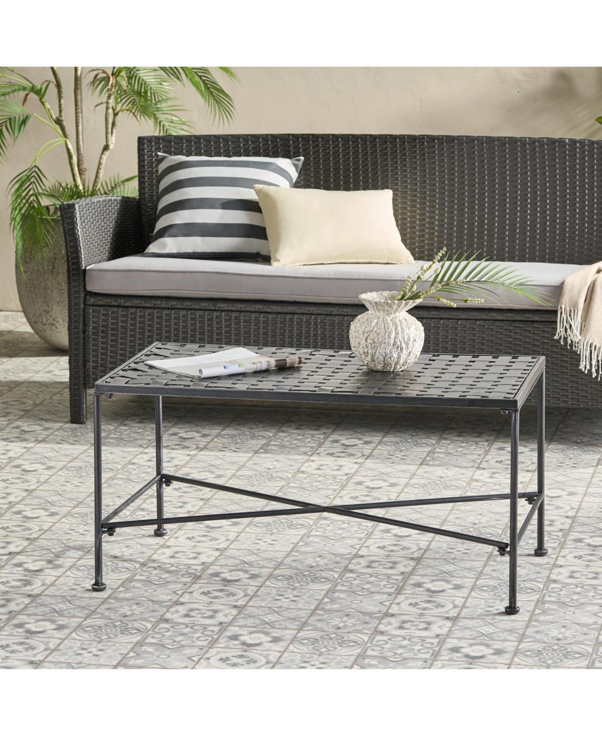 Click here for Streamdale Outdoor Iron Coffee Table - Black Brush... prices