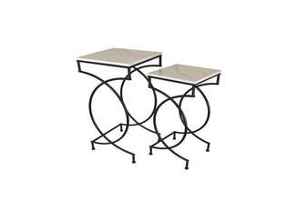 Set of 2 Geometric Plant Stand Tables with Square Marble Tops - Macy's