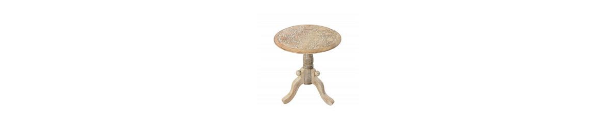 Click here for Round Top Side Table – Mango Wood with Intr... prices