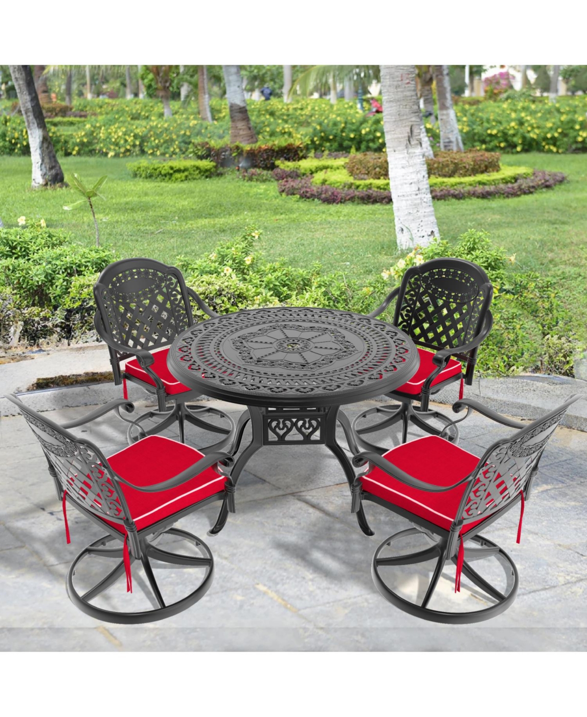 Click here for Streamdale 5-pc Cast Aluminum Dining Set  4 Swivel... prices