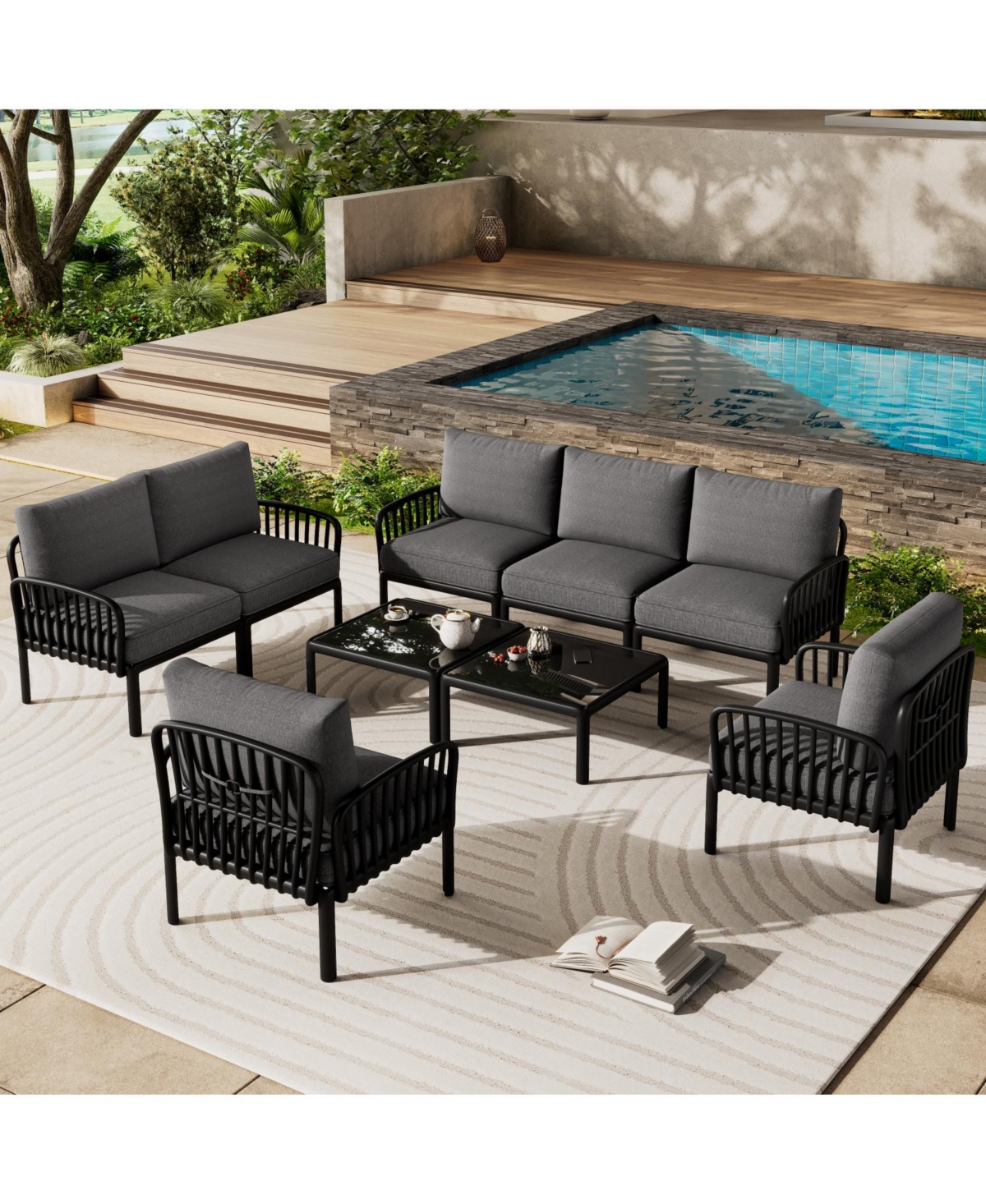 Click here for Streamdale 9pc Patio Set  Modern sectional with 2... prices