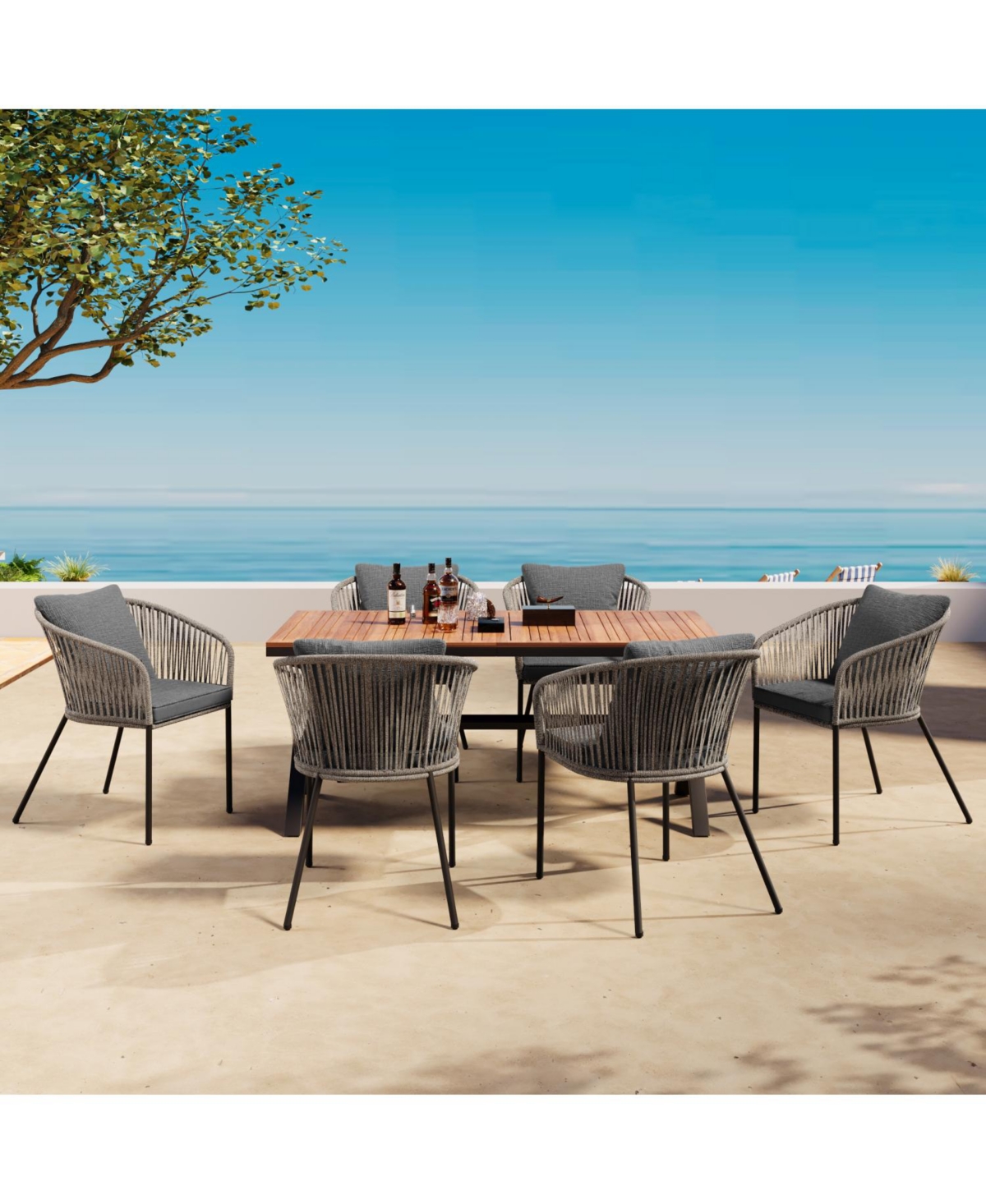 Click here for Streamdale 7pc Patio Dining Set  Acacia tabletop... prices