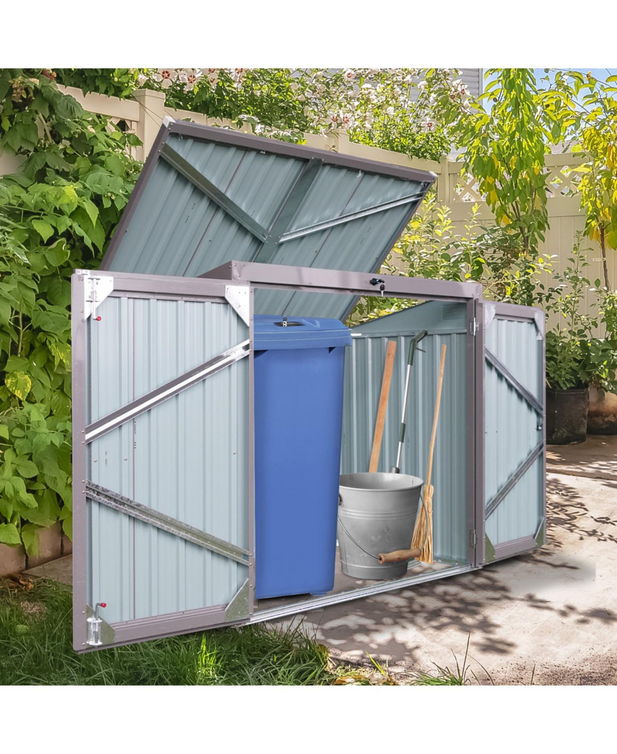 Click here for Streamdale Metal outdoor bin shed  Stores 2 trash... prices