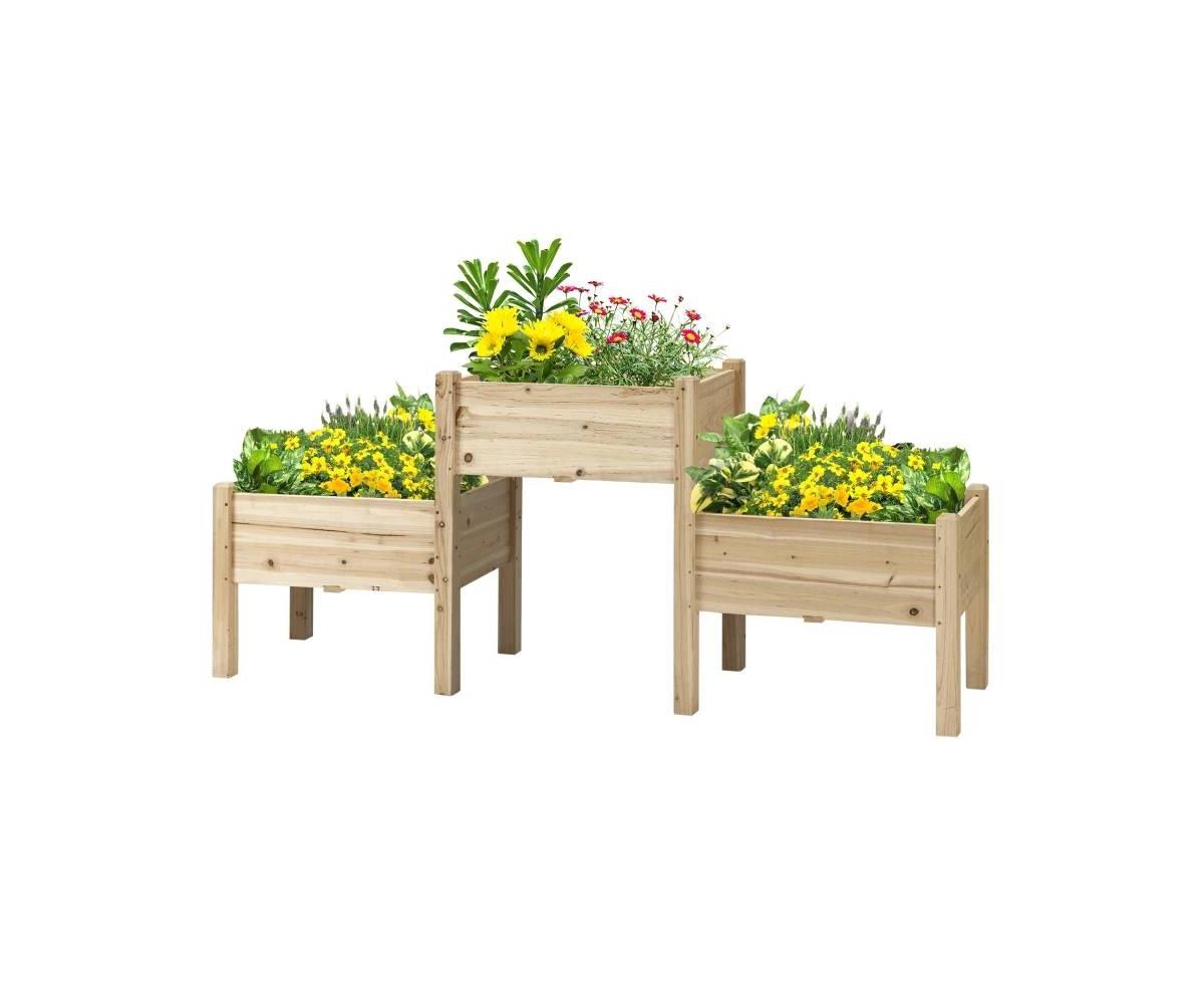 Click here for Set of 3 Wooden Elevated Planter Raised Garden Bed... prices