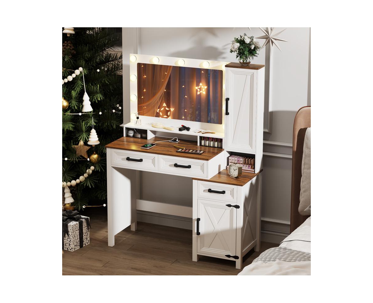 Click here for Vlsrka Vanity Desk with Mirror and Light - White prices