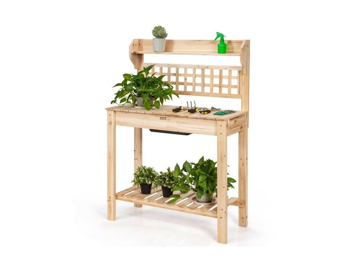 Click here for Garden Potting Bench Table with Bottom Shelf and R... prices