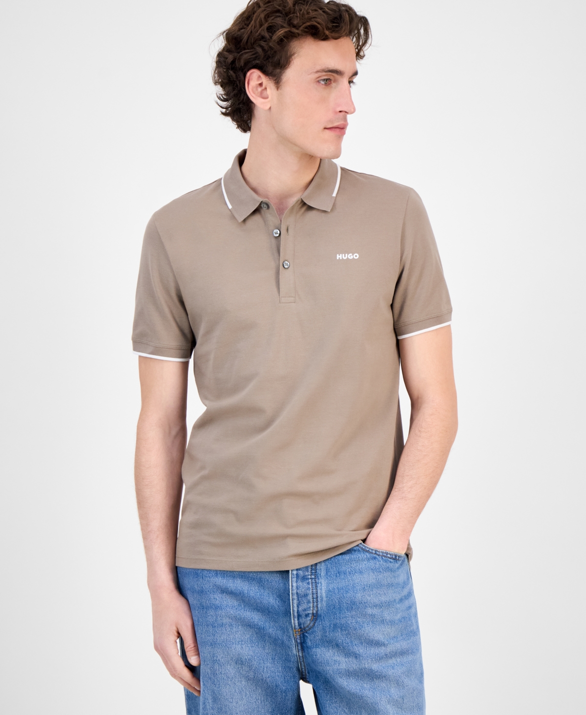 Click here for Hugo Boss Mens Dinoso Contrast-Tip Polo Shirt - Me... prices