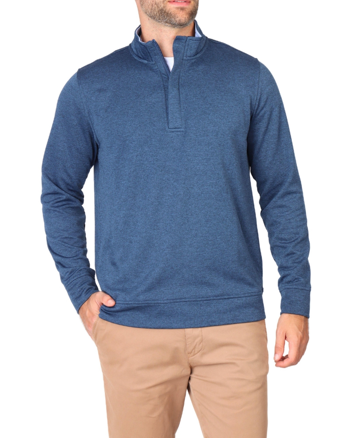 Click here for Tailorbyrd Mens Modal Quarter Zip - Indigo blue prices