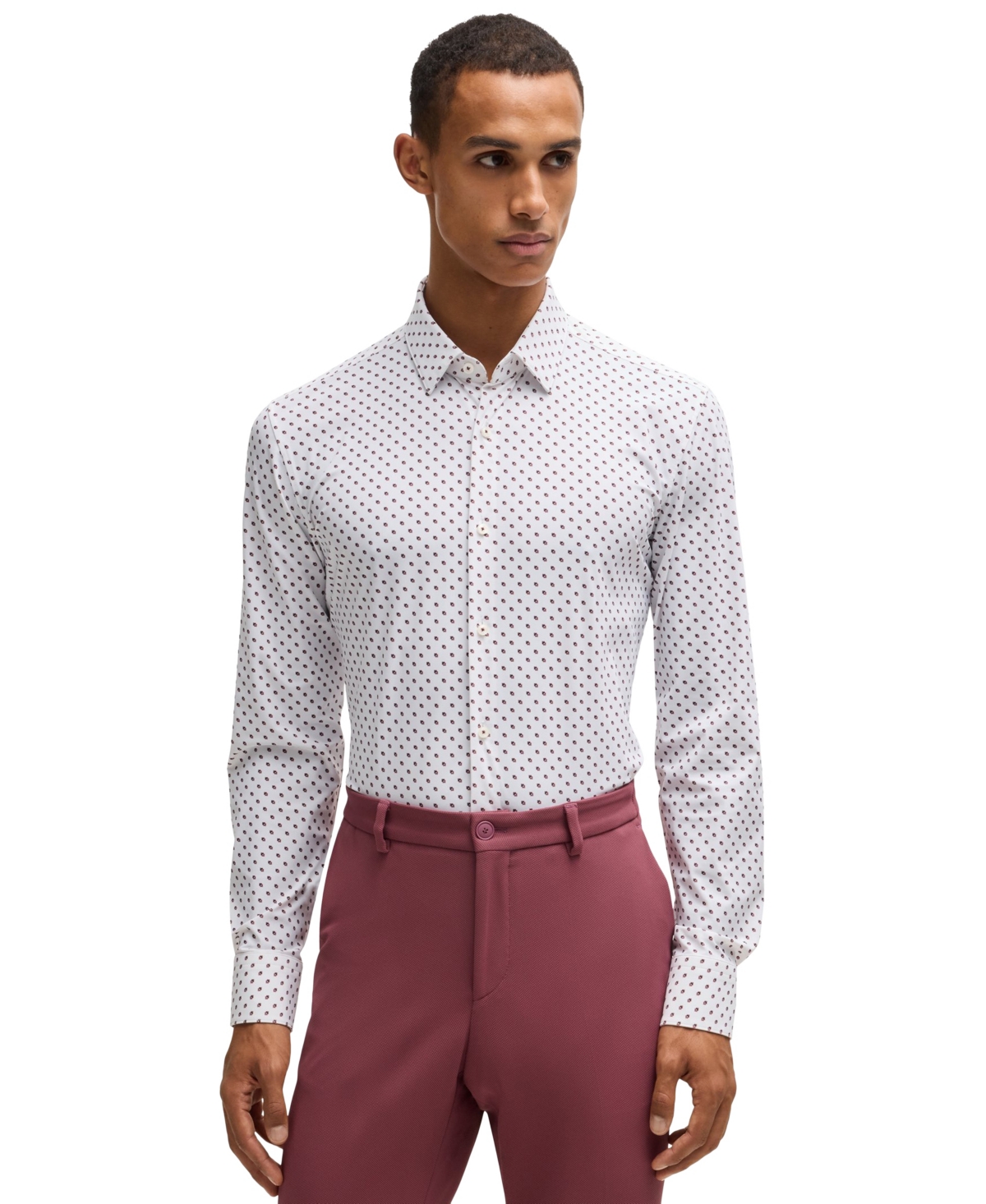 Click here for Boss by Hugo Boss Mens Slim-Fit Geometric Print Pe... prices