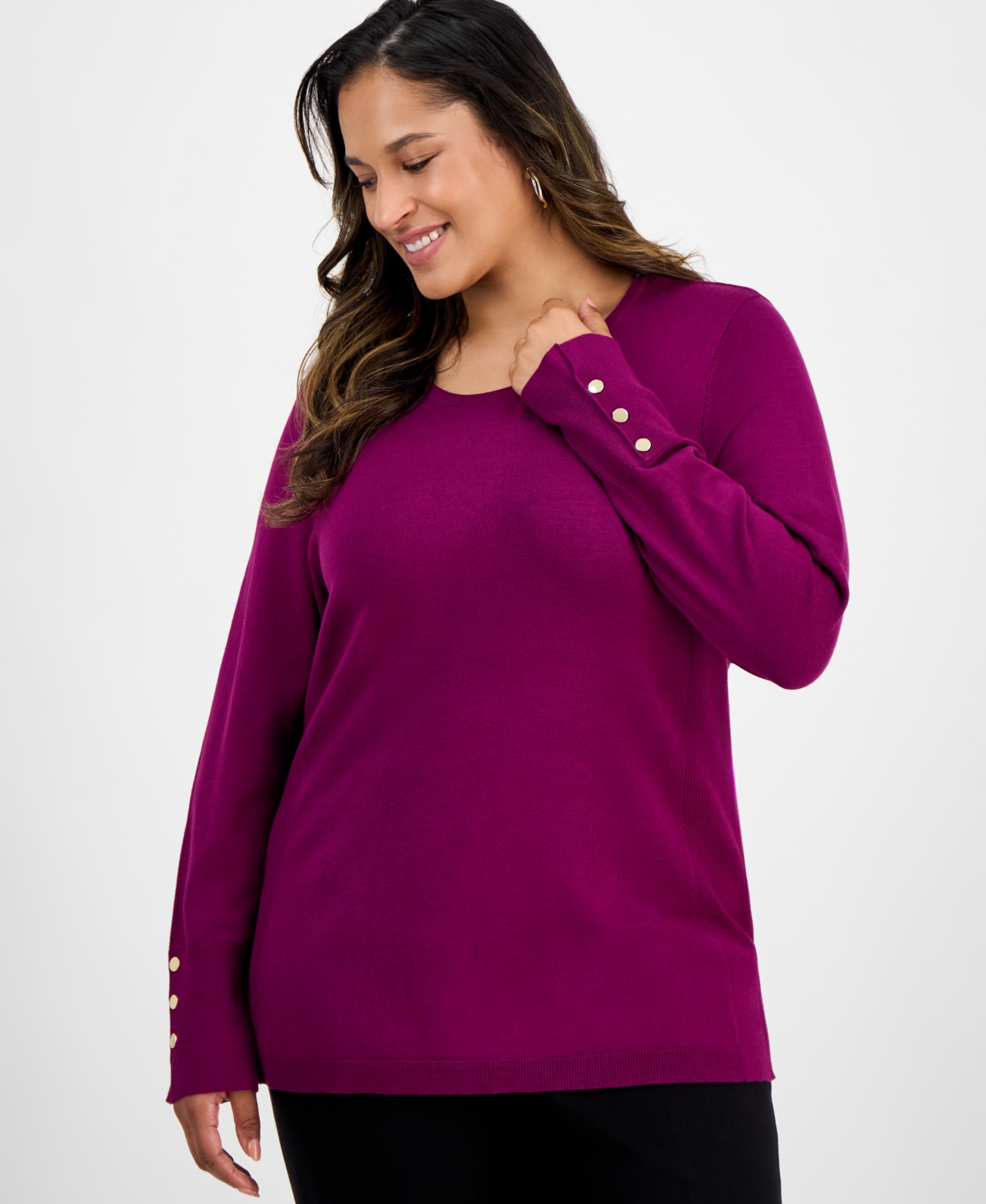 Click here for Jm Collection Plus Size Crewneck Long-Sleeve Sweat... prices