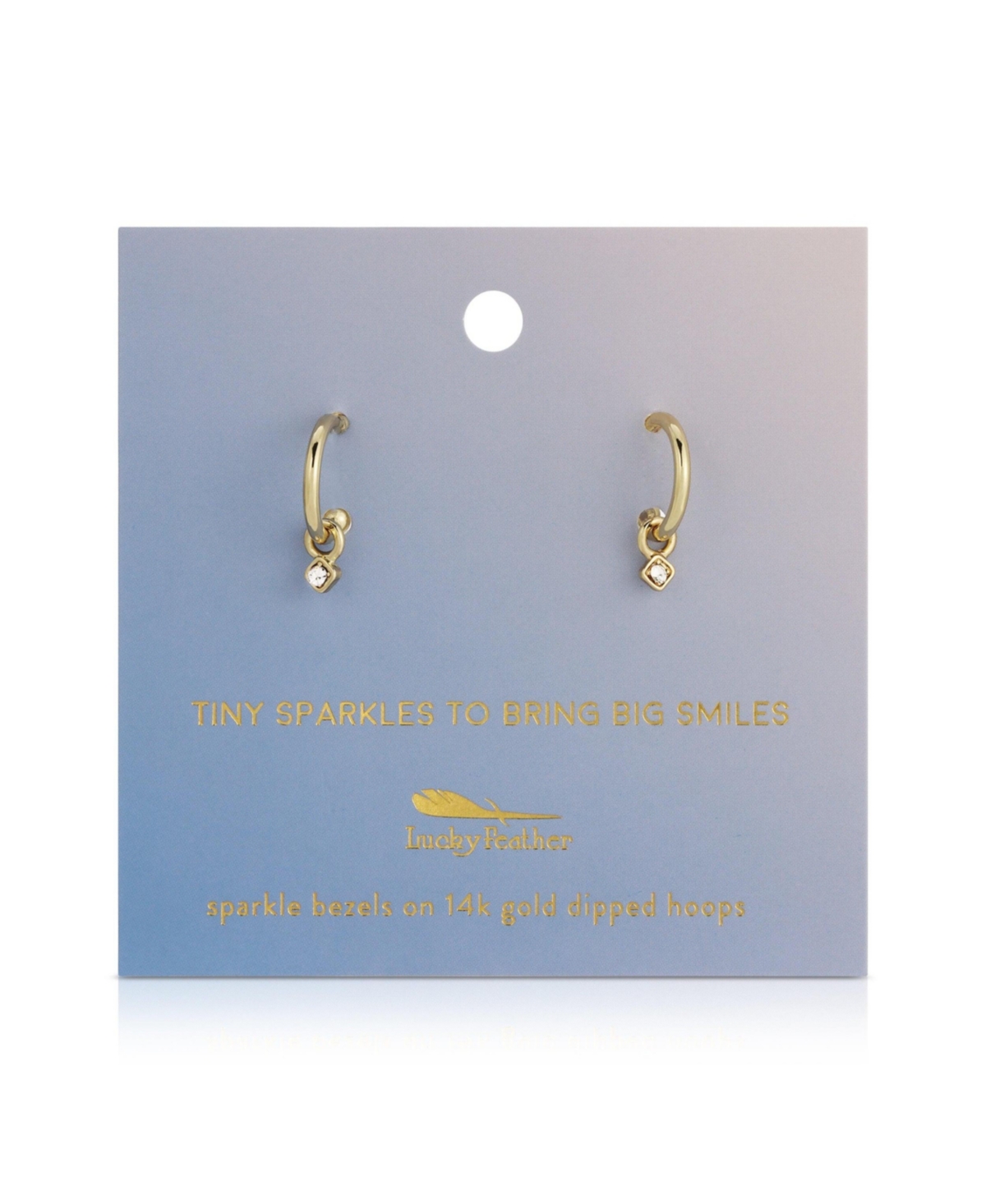 Click here for Lucky Feather Hoops with Drop - Sparkle Bezel - Sp... prices