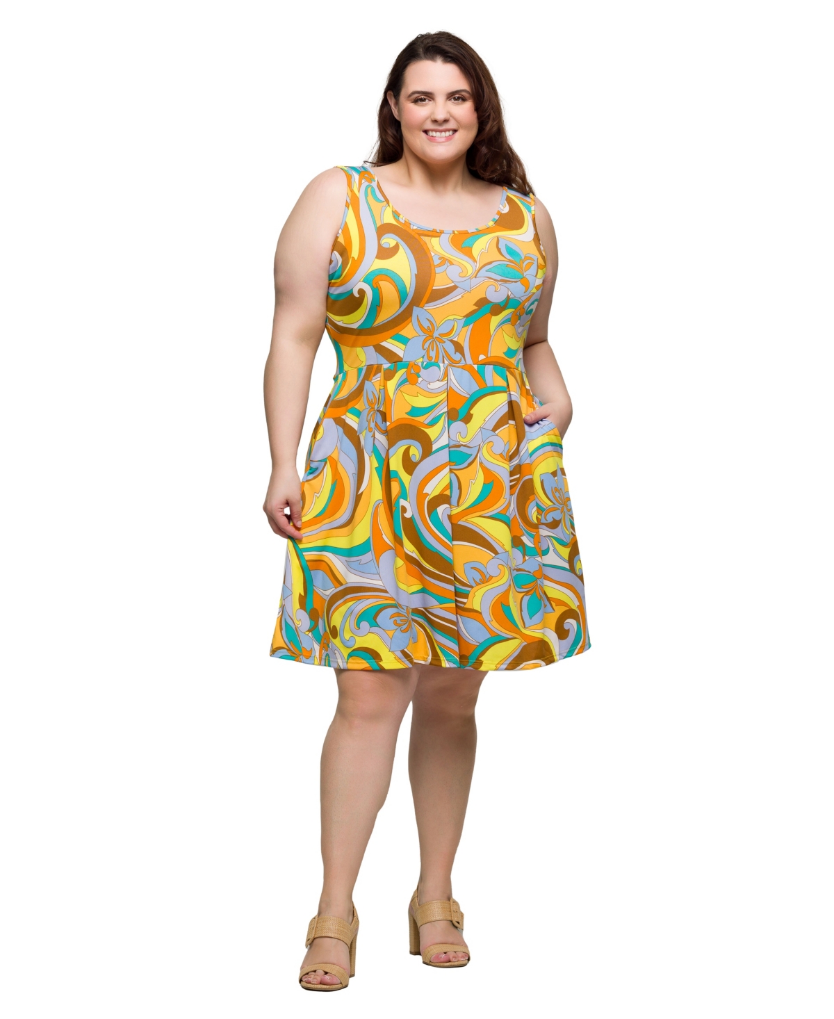 Click here for 24seven Comfort Apparel Plus Size Sleeveless Pleat... prices