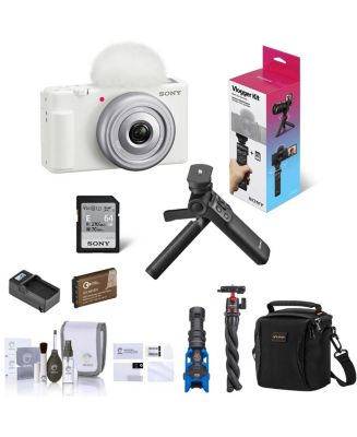 Sony ZV-1F Vlogging Camera, White Bundle with ACCVC1 Vlogger Accessory Kit, Shotgun Mic, Tripod ...
