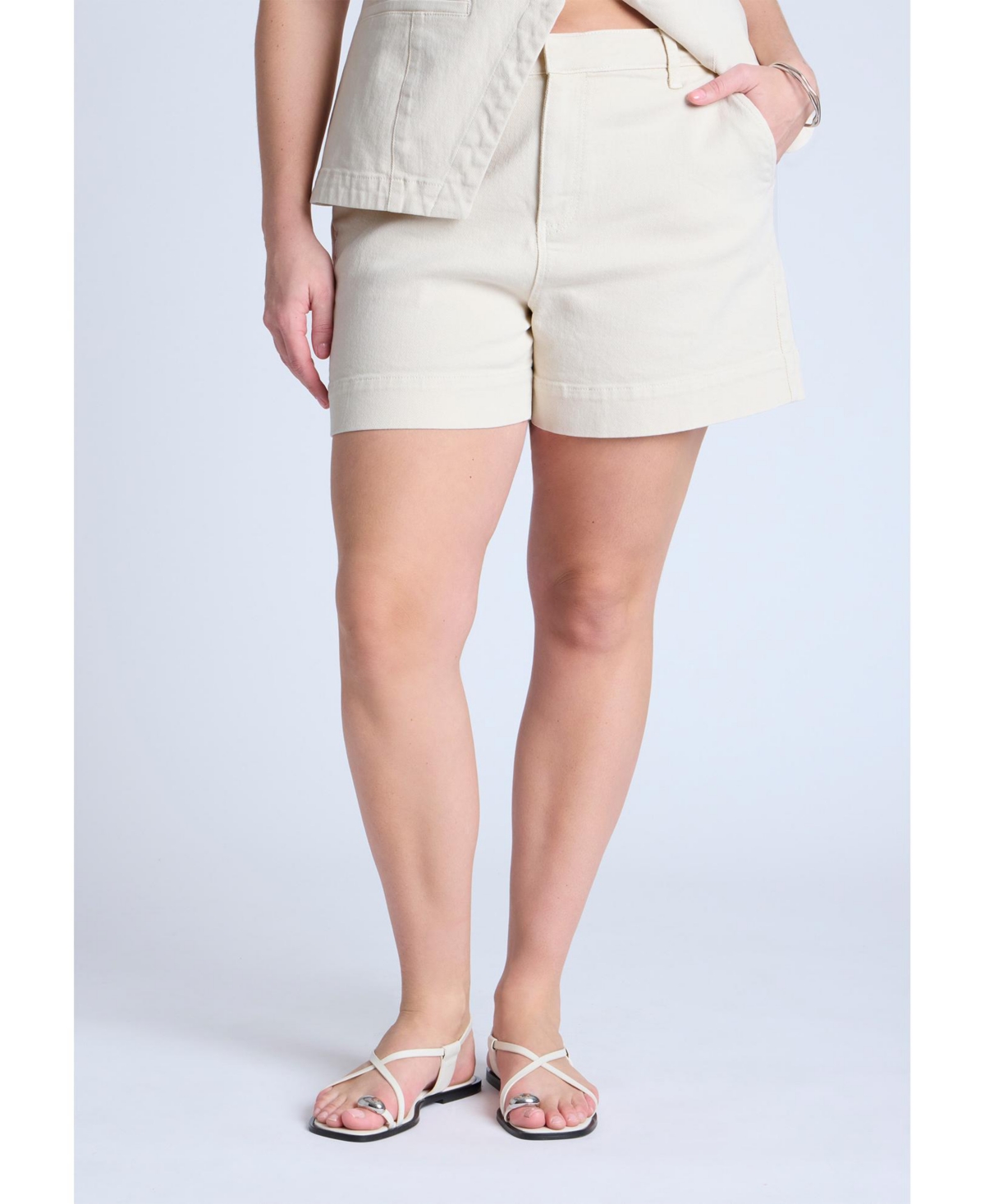 Click here for Eloquii Womens Plus Size Trouser Denim Short - Ecr... prices