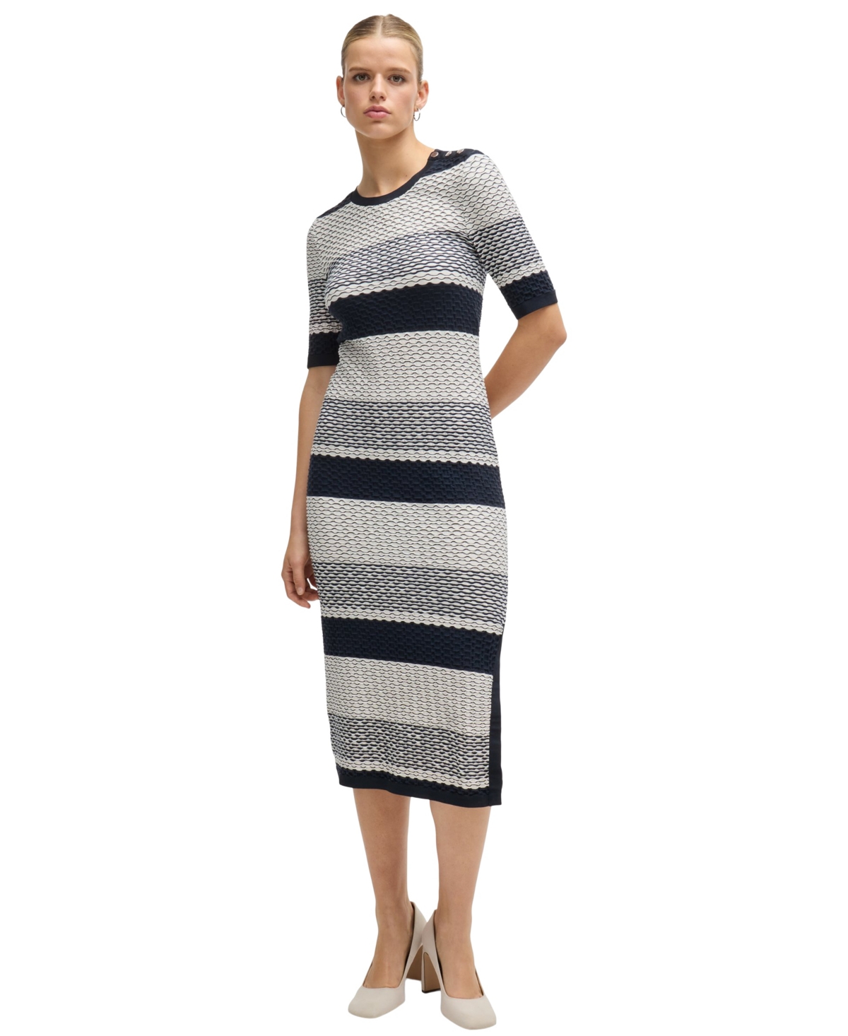 Click here for Boss by Hugo Boss Womens Structured-Stripe Dress -... prices