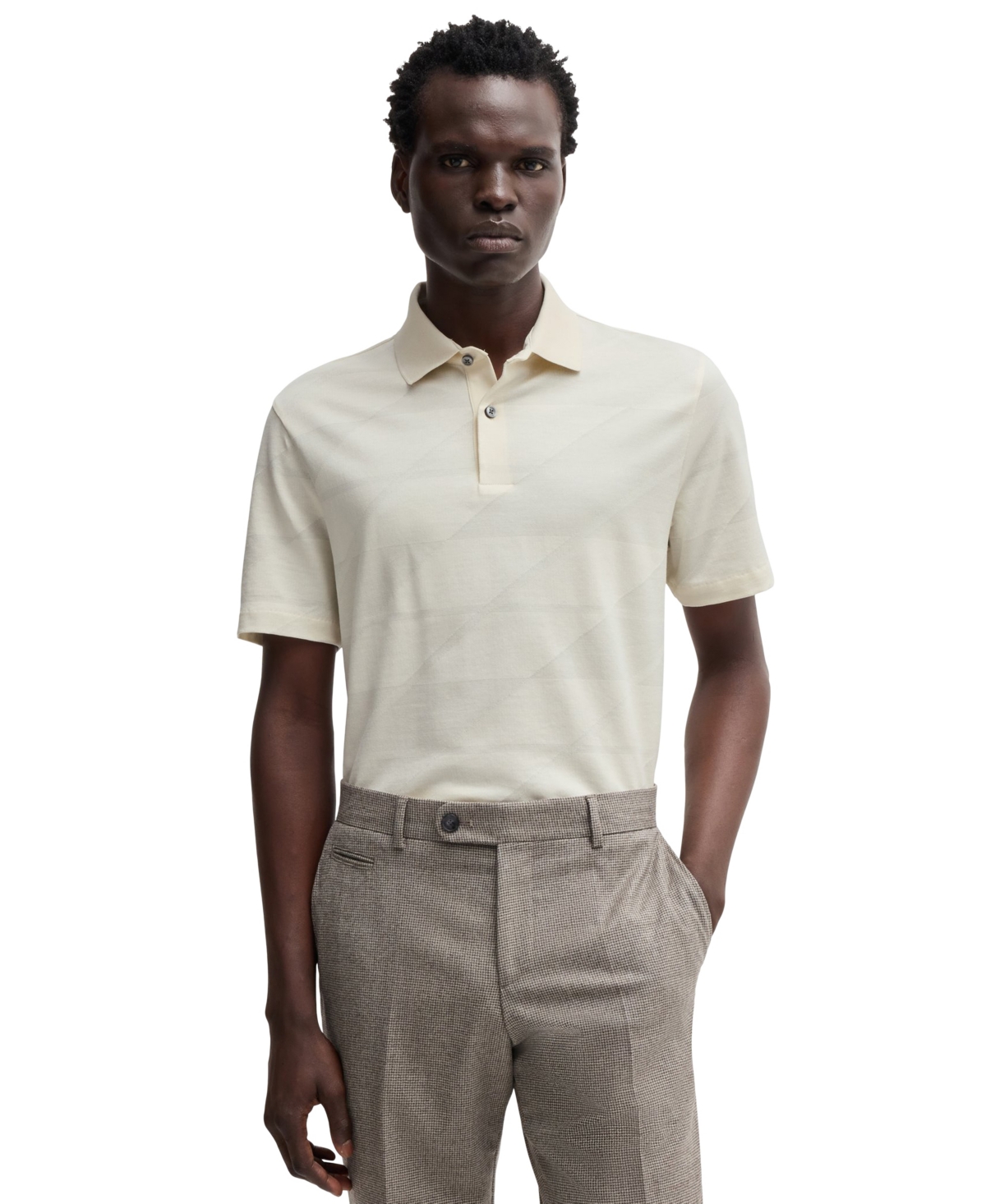 Click here for Boss by Hugo Boss Mens Jacquard Polo - Open White prices