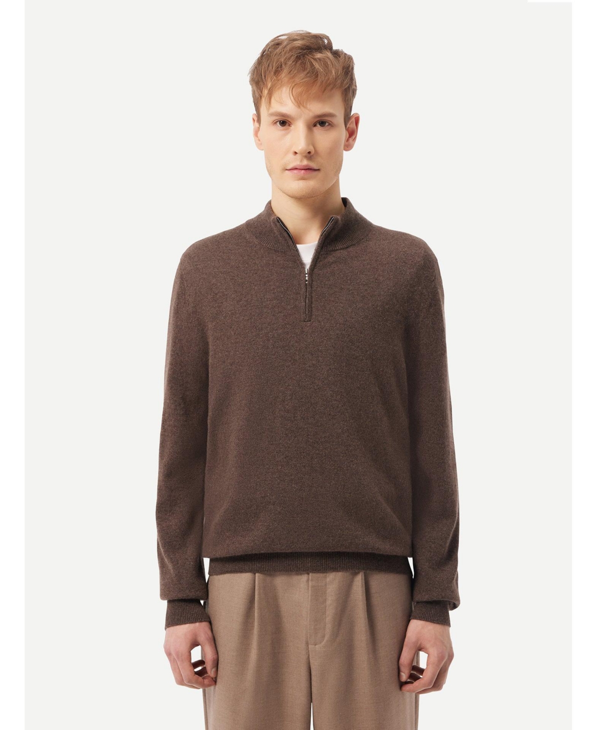 Click here for Gobi Cashmere Mens Cashmere Half-Zip Sweater - Bro... prices