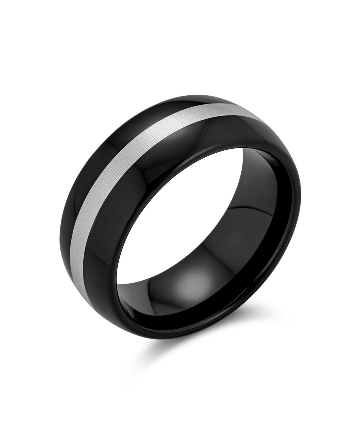 Click here for Bling Jewelry Simple Black Grey Inset Stripe Coupl... prices