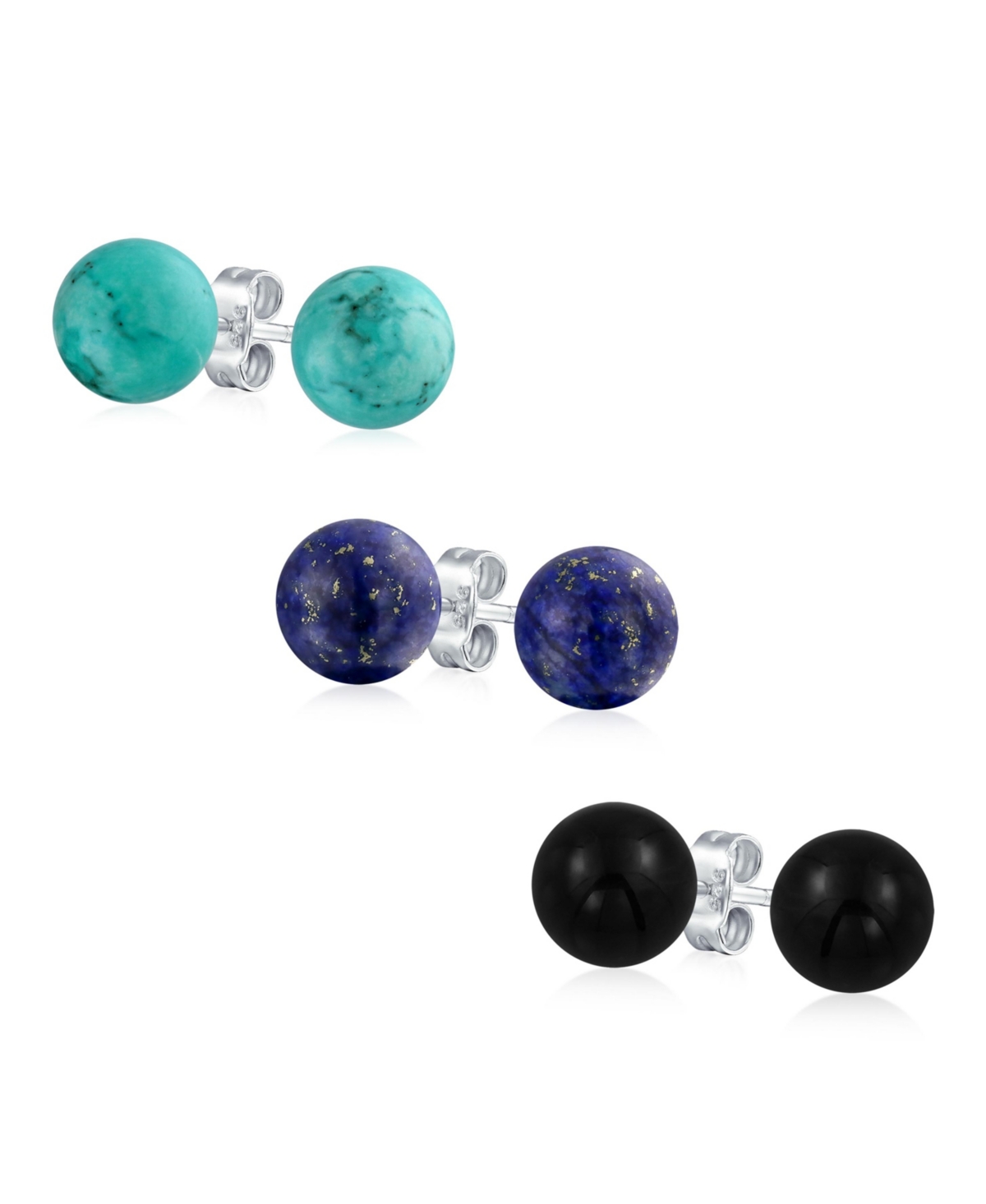Click here for Bling Jewelry Set of 3 10MM Natural Stones Ball St... prices