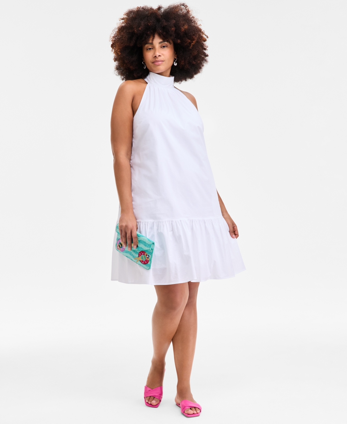 Click here for On 34th Trendy Plus Size Bow-Back Tiered Mini Dres... prices