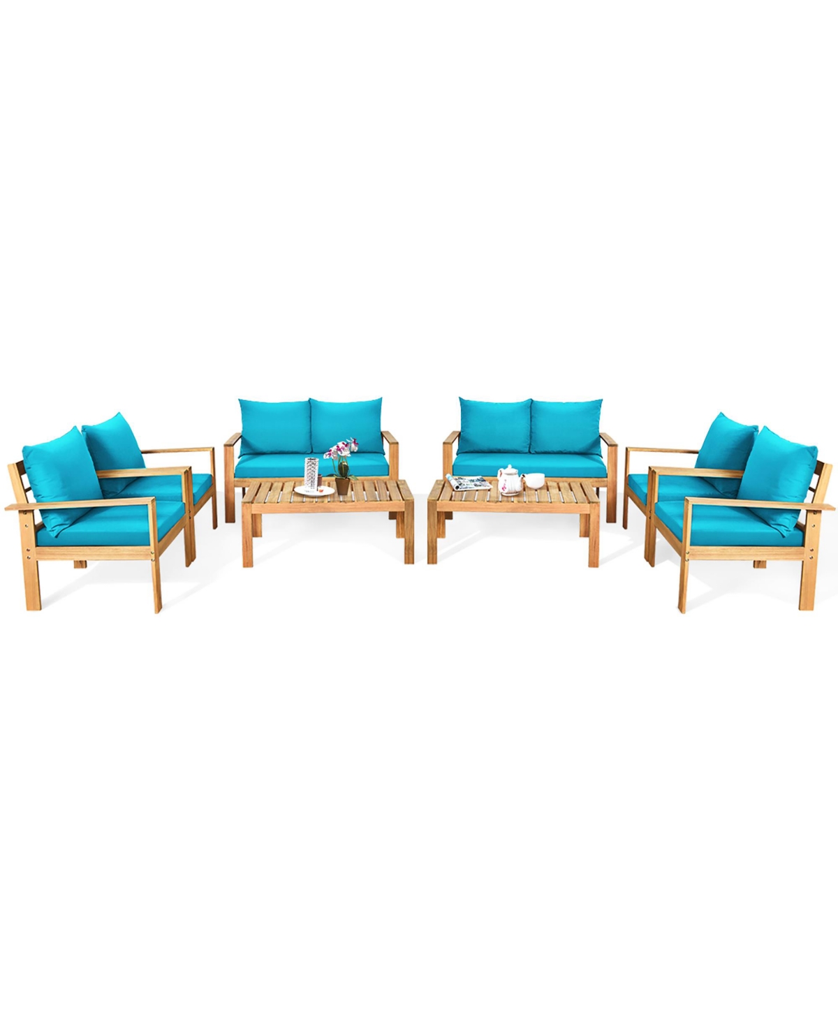 Click here for 8PCS Patio Furniture Set Acacia Wood Thick Cushion... prices