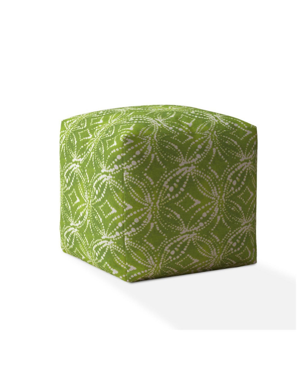 Click here for 17 Green and White Cotton Damask Pouf Ottoman - Mu... prices