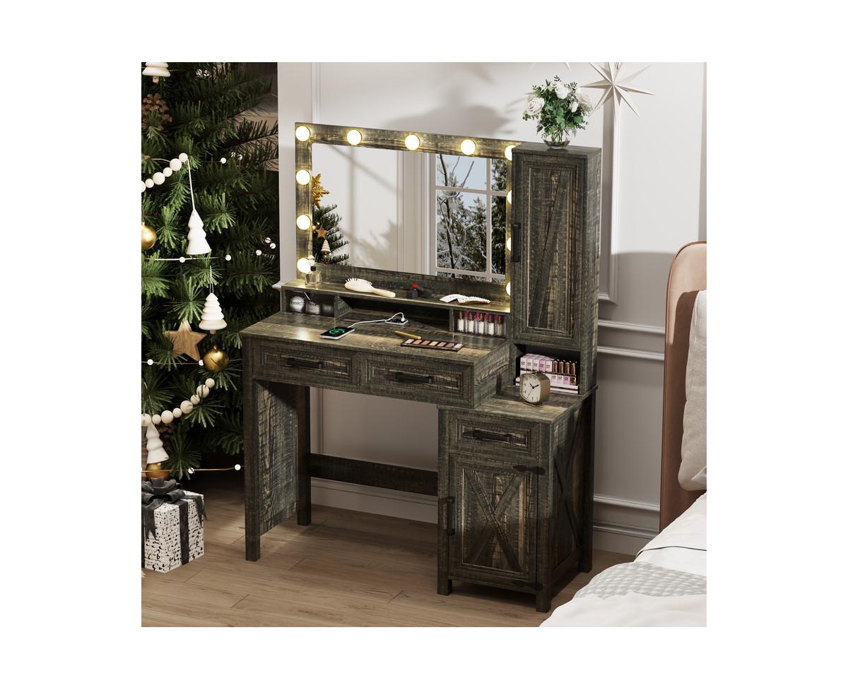 Click here for Vlsrka Vanity Desk with Mirror and Light - Brown prices