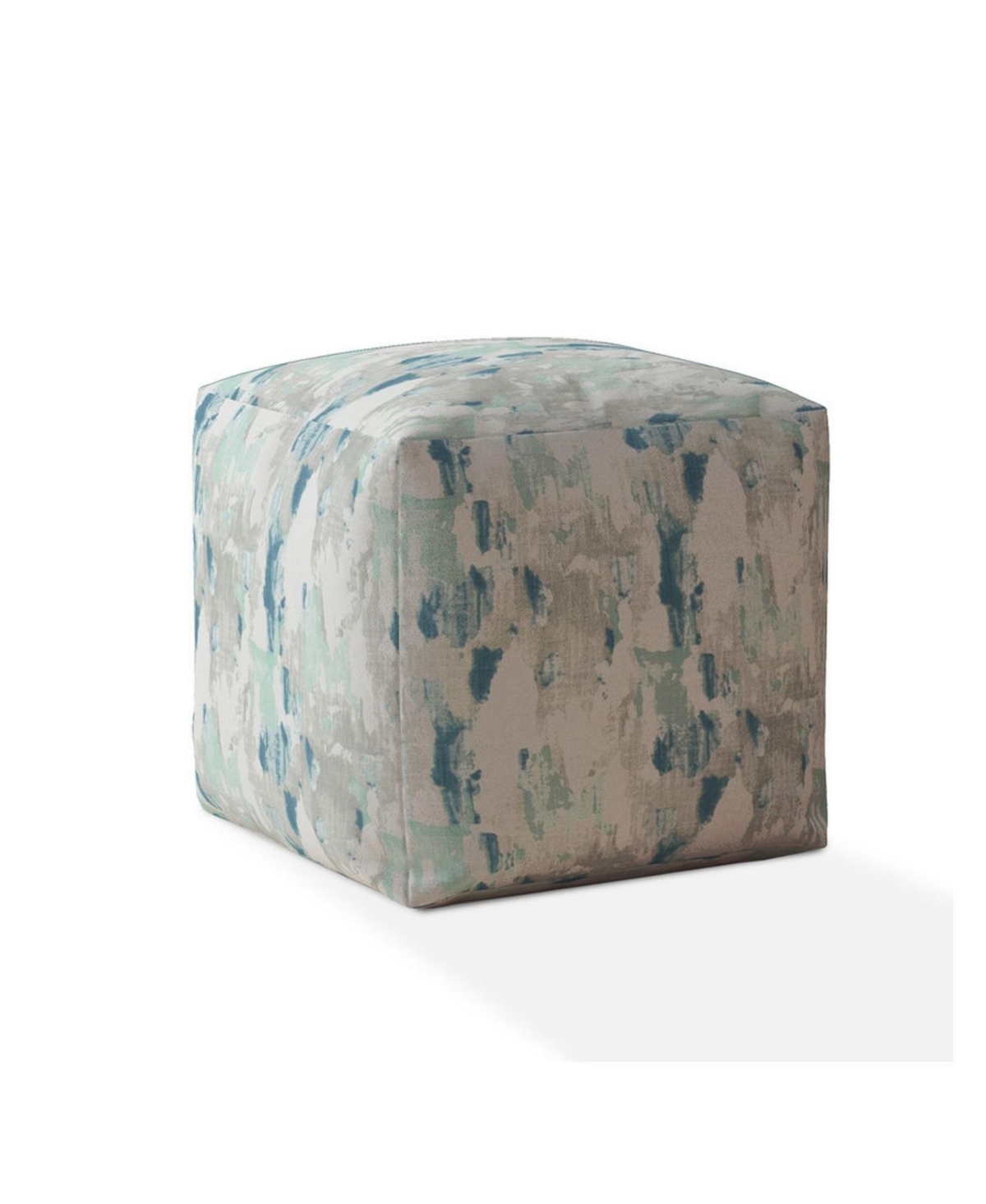 Click here for 17 Blue and White Canvas Abstract Pouf Ottoman - M... prices