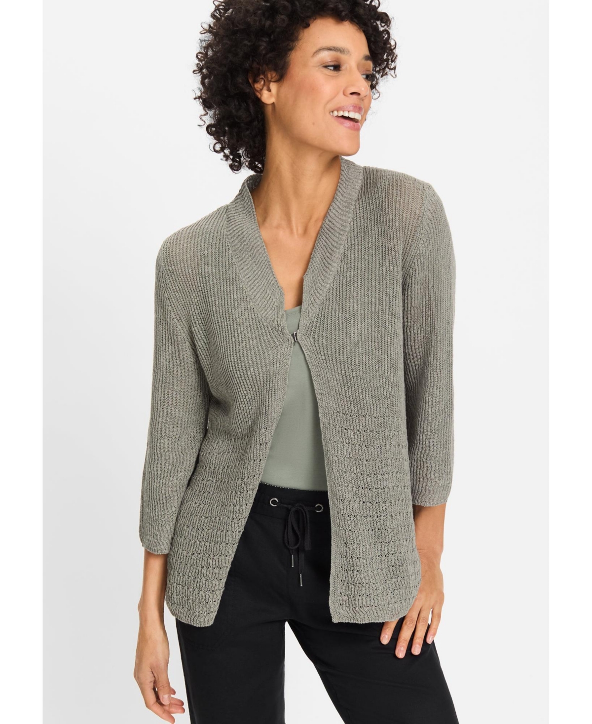 Click here for Olsen Womens Open Front Cardigan - Jungle khaki prices