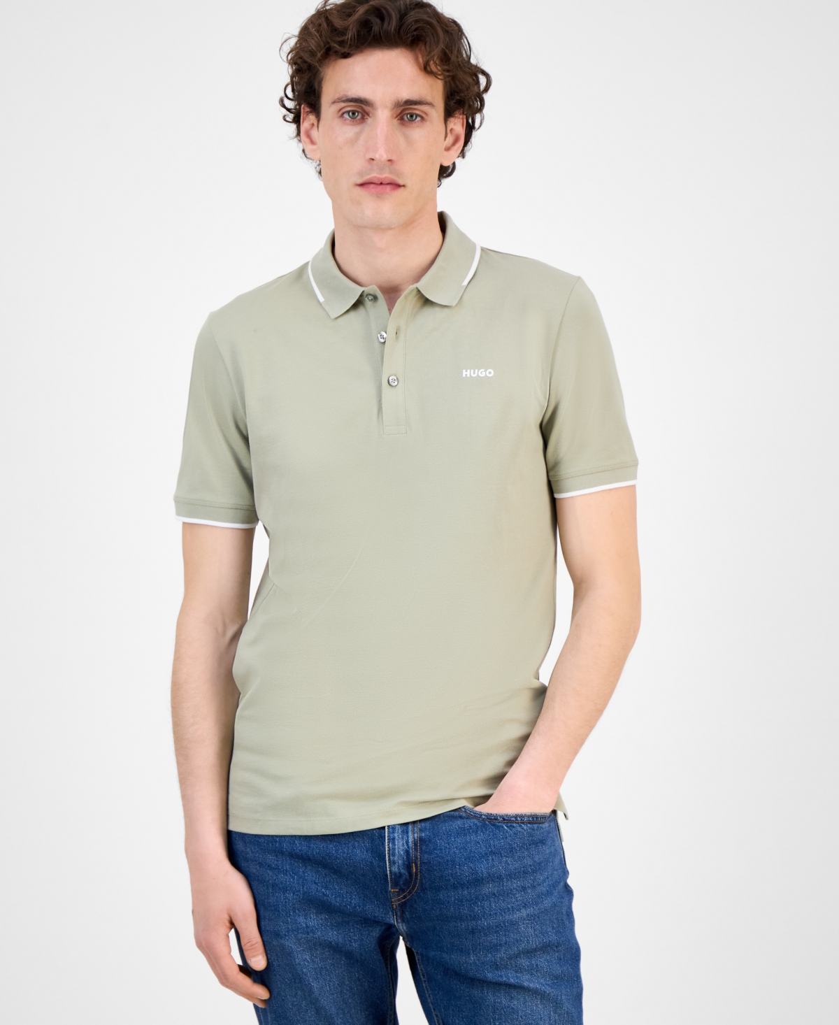 Click here for Hugo Boss Mens Dinoso Contrast-Tip Polo Shirt - Op... prices
