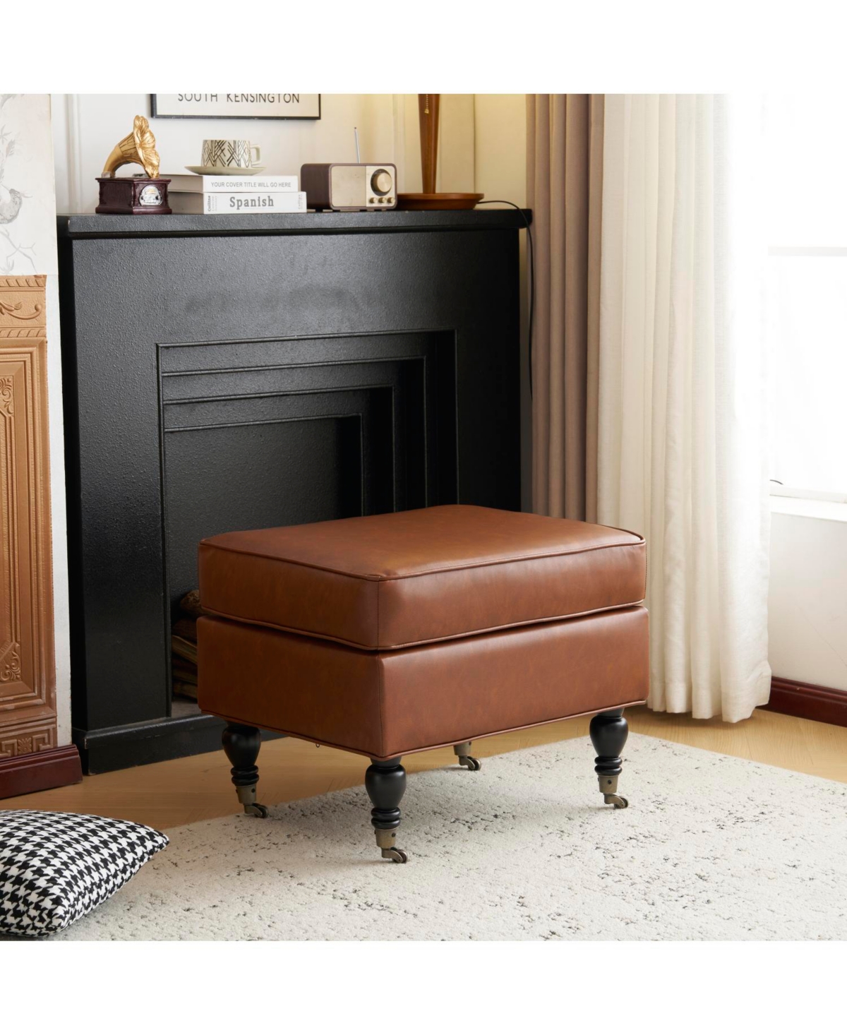 Click here for Streamdale Pu Leather Ottoman with Solid Wood Legs... prices